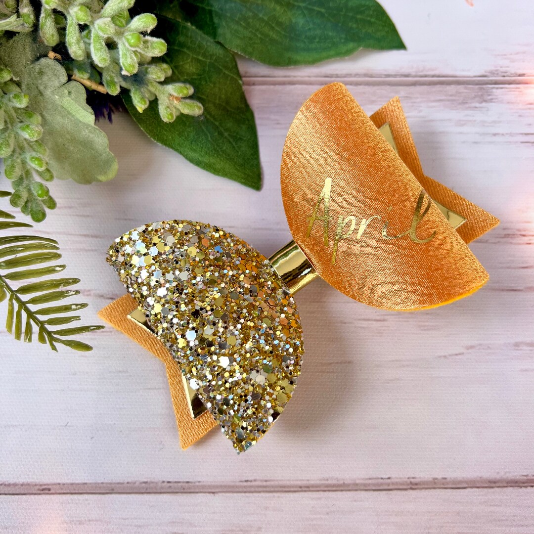 Stunning Mustard and Gold Personalised Hair Bow Other Colours - Etsy