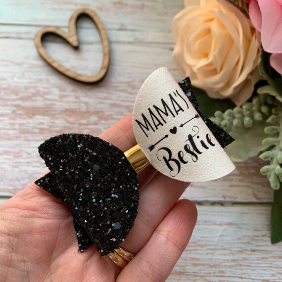 Mamas Bestie Hair Bow Glitter Bow Novelty Bow Girls - Etsy UK