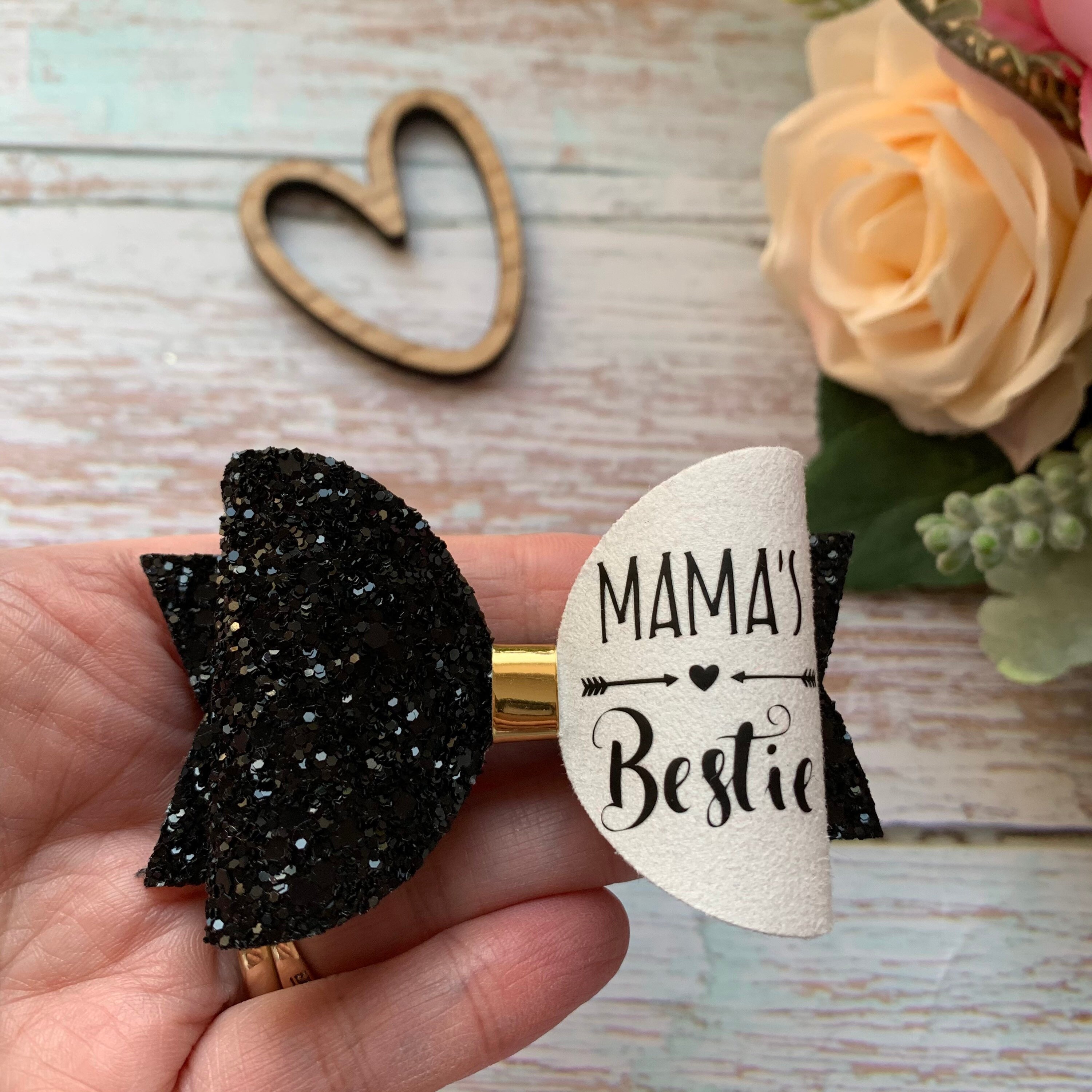 Mamas Bestie Hair Bow Glitter Bow Novelty Bow Girls - Etsy UK