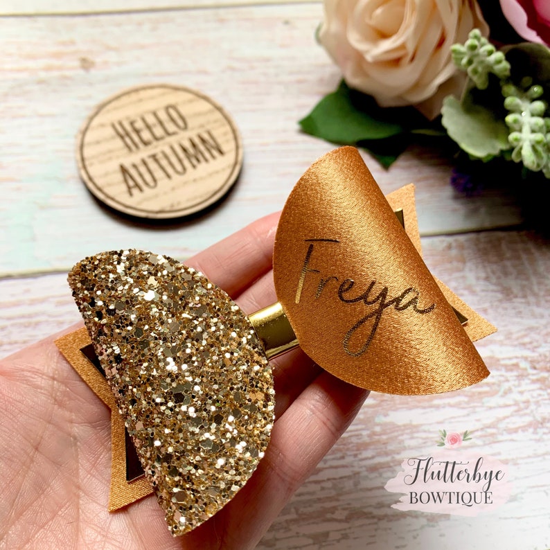 Stunning Mustard and Gold Personalised Hair Bow Other Colours - Etsy