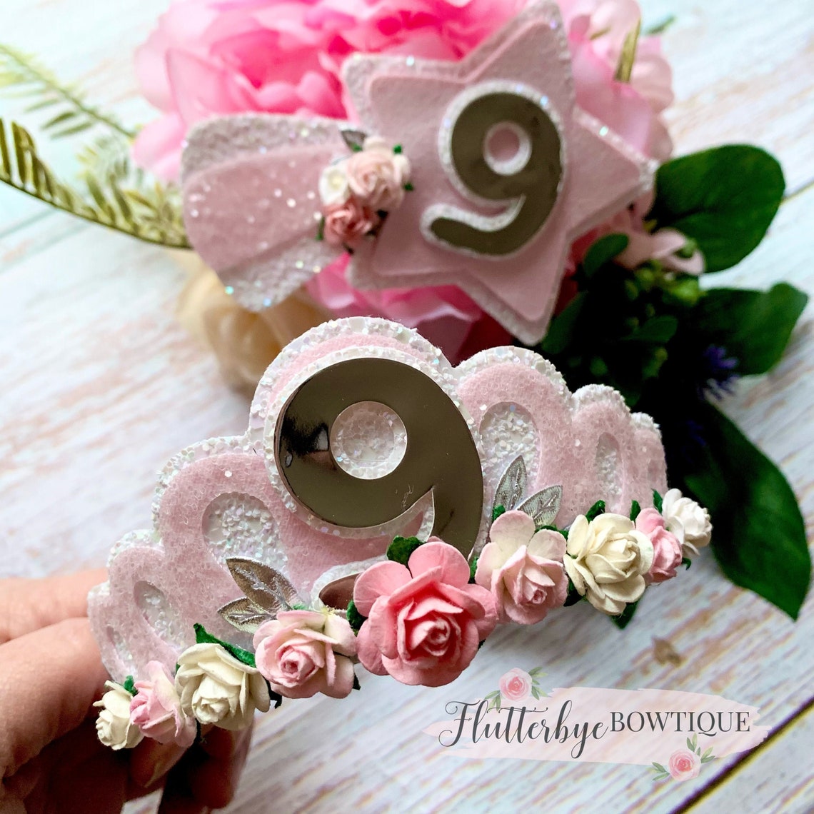 Birthday Tiara and Badge, Crown Perfect for Cake Smash Shoots - Etsy