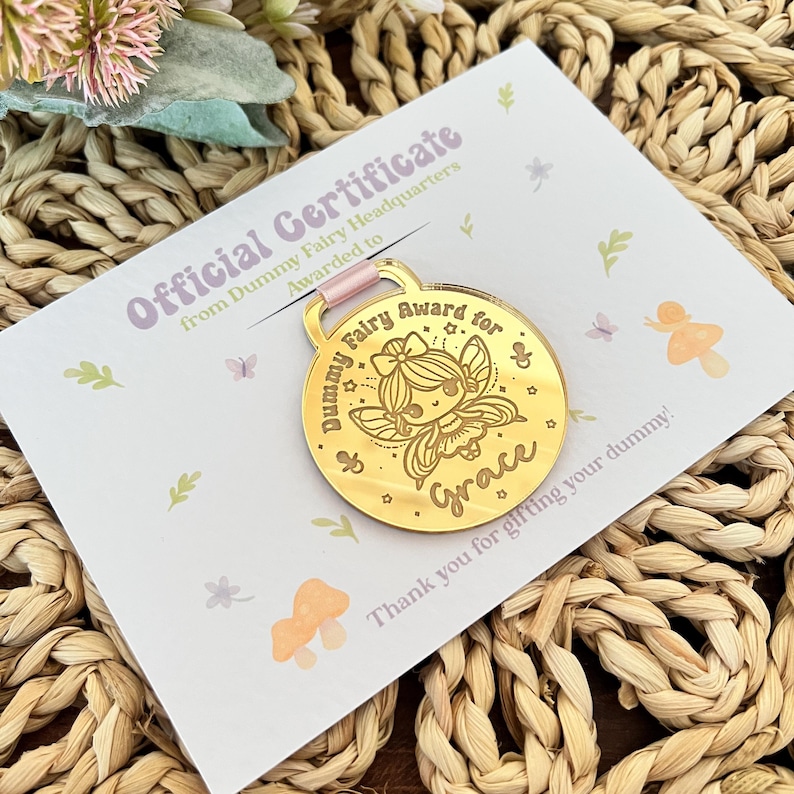 Dummy Fairy Medal, Girls and Boys Pacifier Gift, Keepsake Item, Reward ...