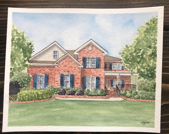 Home Watercolor Painting - Custom House Illustration - Housewarming ...