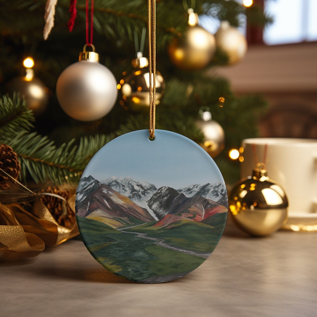 Mountain Landscape Denali Alaska State Park Ceramic Christmas Ornament ...