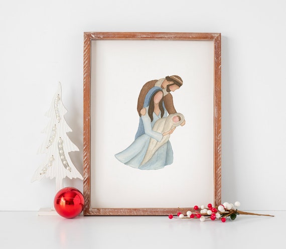 DIGITAL DOWNLOAD Nativity Watercolor Printable Christmas Art | Etsy