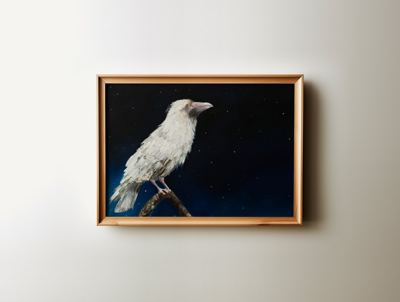 White Raven at Night, Raven Poster Alaska Fine Art Print - Etsy