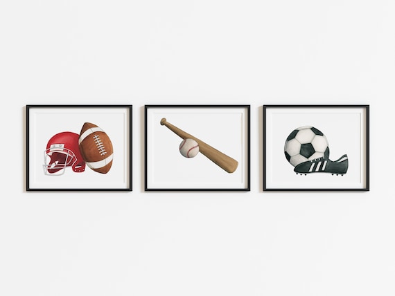 Watercolor Sports Art Prints Set of Three Sports Ball Wall - Etsy