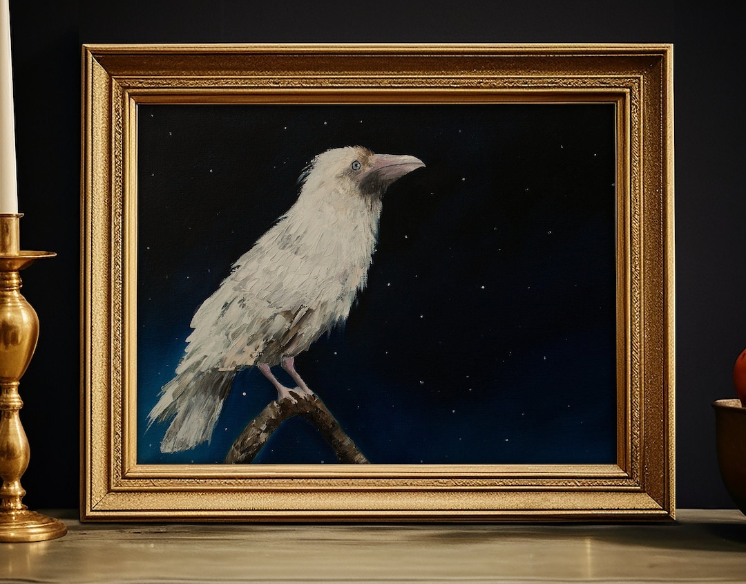 White Raven at Night, Raven Poster Alaska Fine Art Print - Etsy
