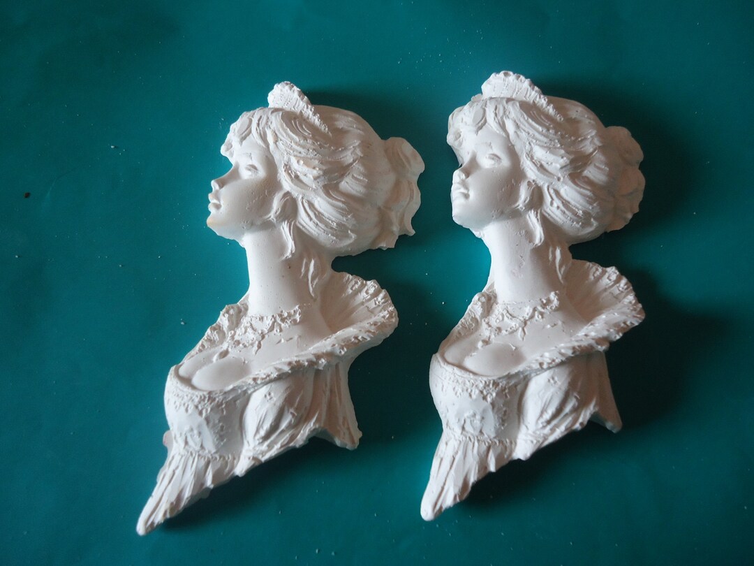 Shabby Chic Female Busts in Plaster Resin 2 Pcs - Etsy
