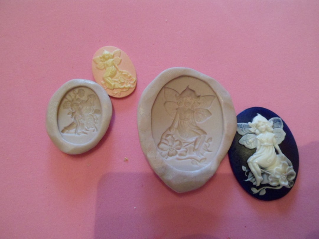 Silicone Molds Cameos Elves on Water Lily for Fimo Wepam Clay 2 Sizes ...