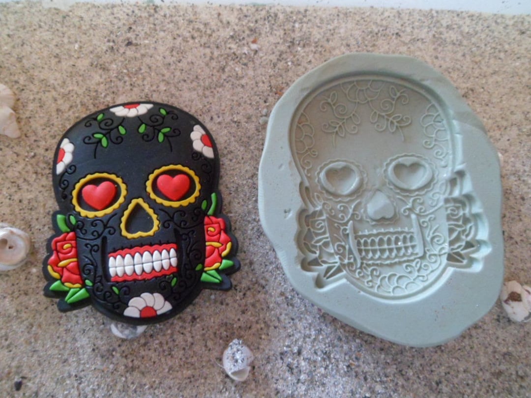 Silicone Mold Mexican Calavera Mask With Roses for Fimo Wepam - Etsy