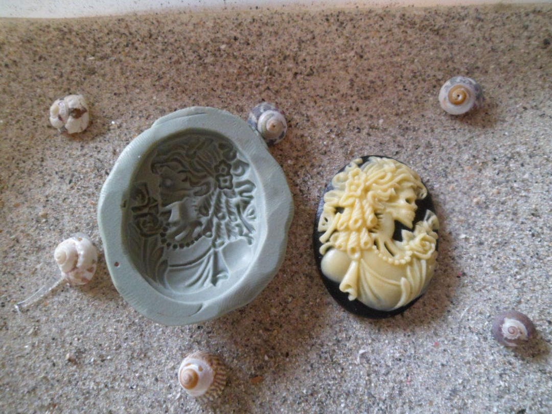 Silicone Mold Cameo Gothic Skull Woman With Butterfly for Fimo Wepam ...