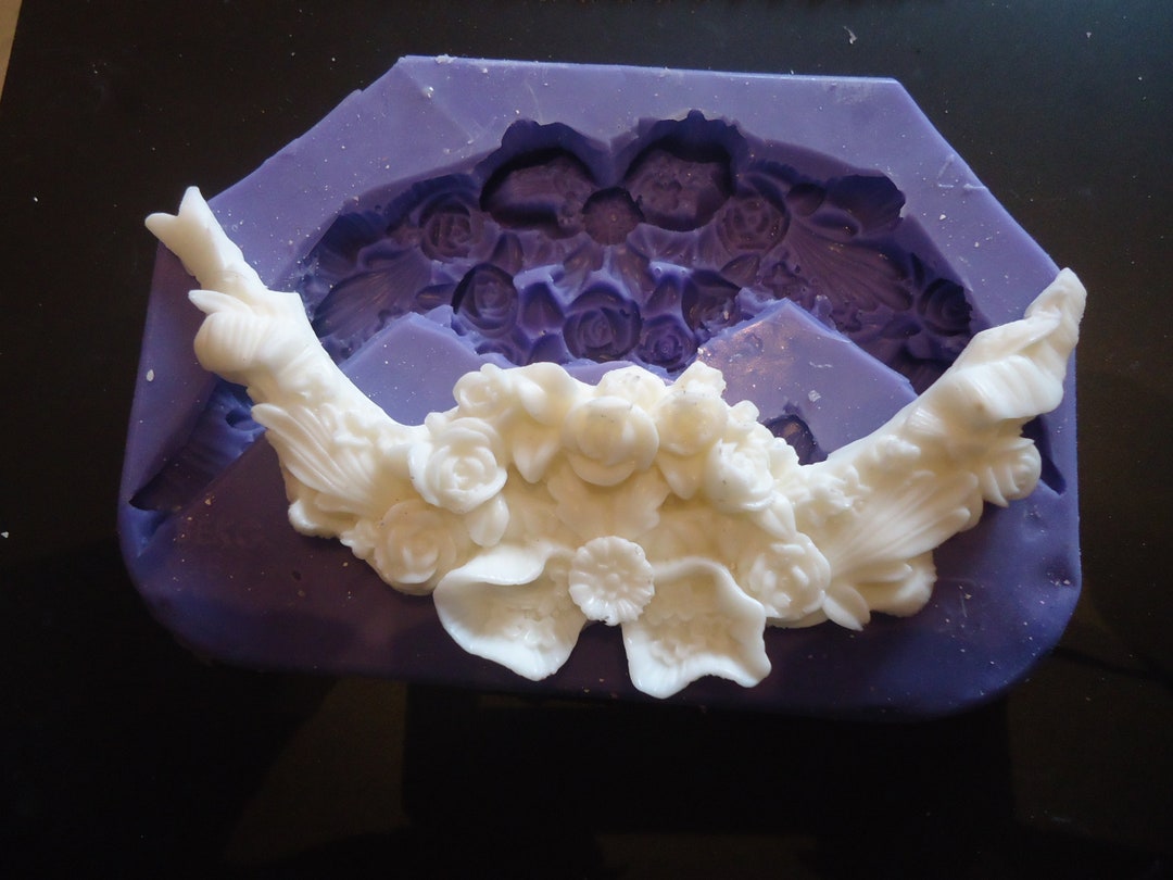 Silicone Mold Frieze Flowers and Ribbon Gm for Casting Resin Candle ...