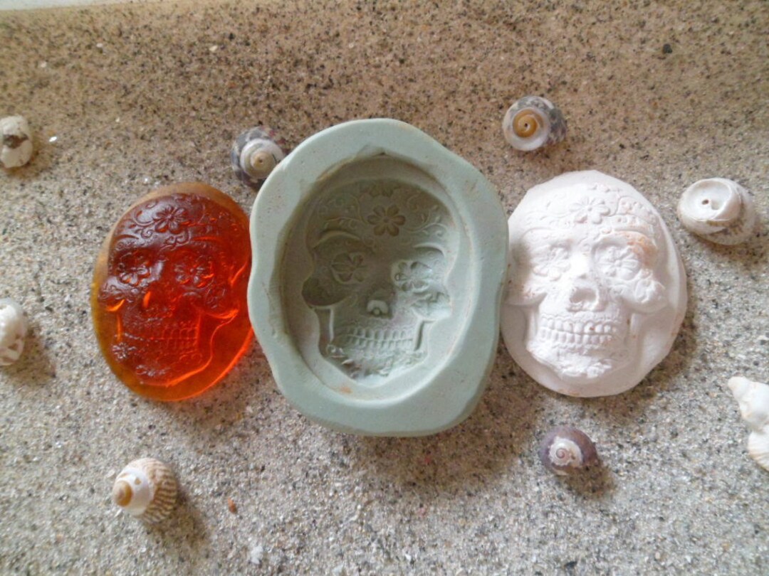 Gothic Silicone Mold Flowered Skull for Fimo Wepam - Etsy