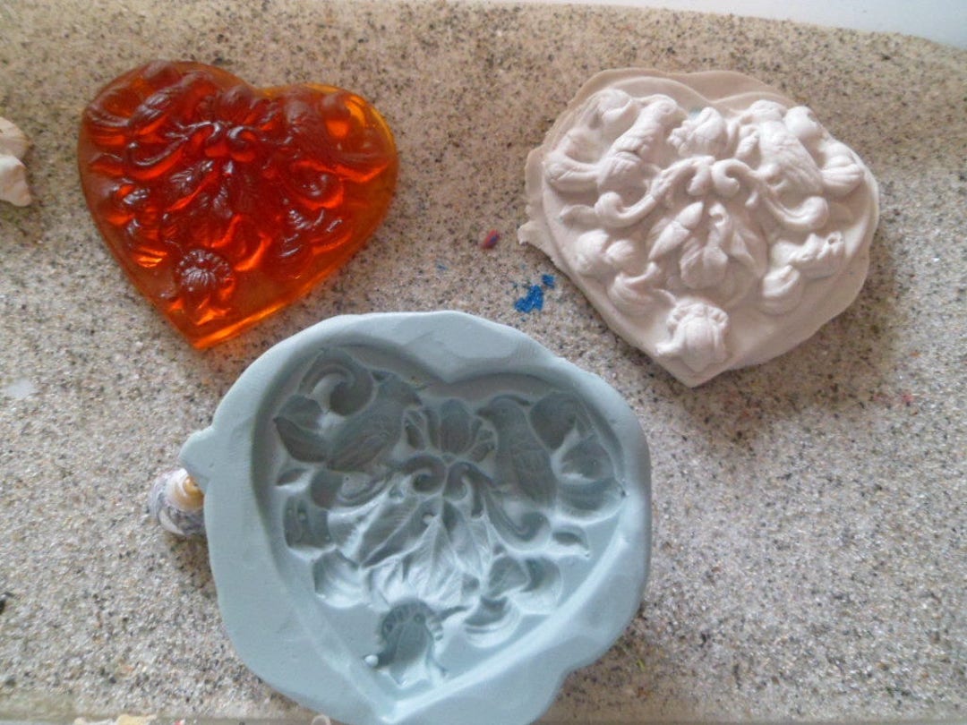 Silicone Mold Heart Old Style With Birds for Fimo Wepam Clay;;clay - Etsy