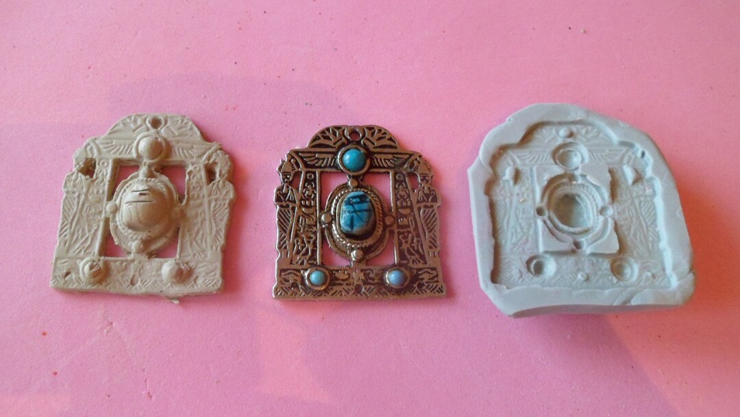 Silicone Mold Egyptian Pendant Pharaoh Temple and Scarab for Fimo Clay ...