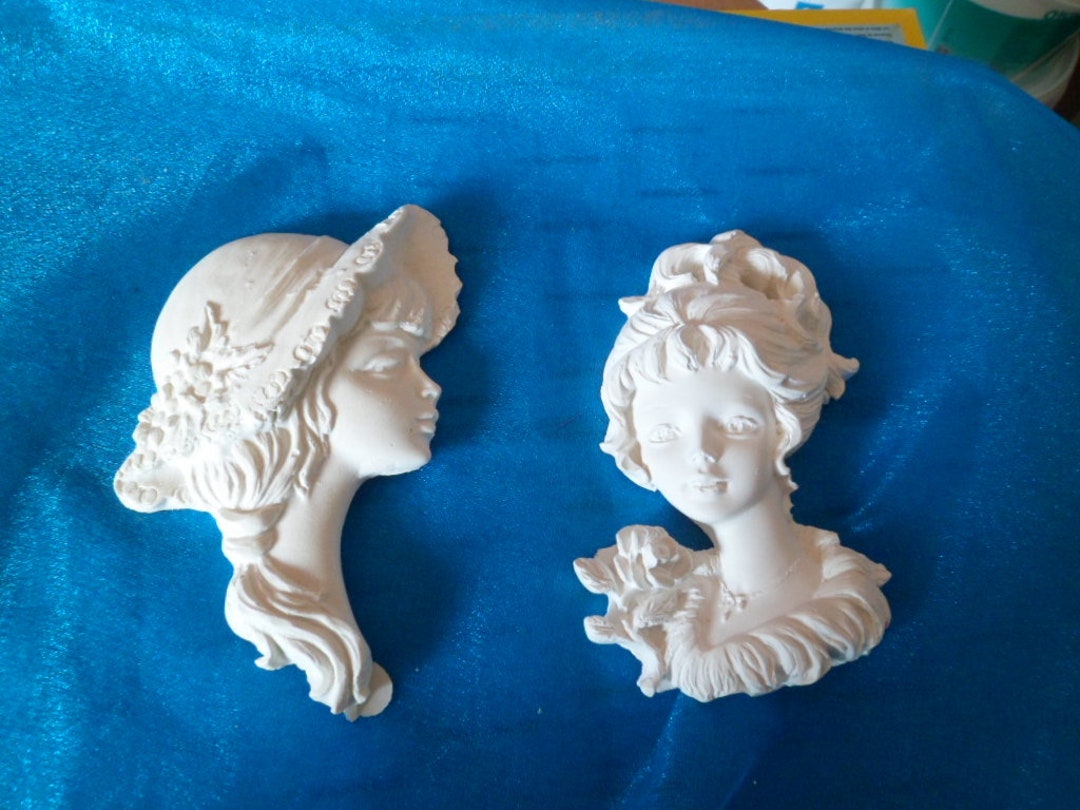 Busts of Women in White Shabby Chic Resin Plaster to Paint 2pcs - Etsy