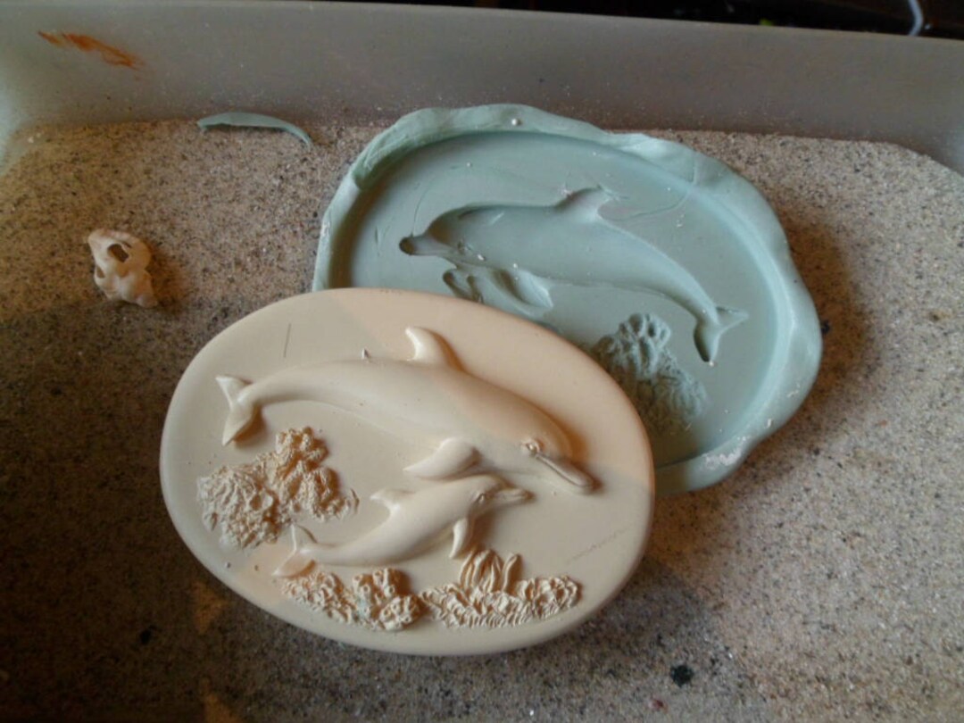Silicone Mold Dolphin Medallion and Its Little Gm for Fimo Wepam; Clay ...