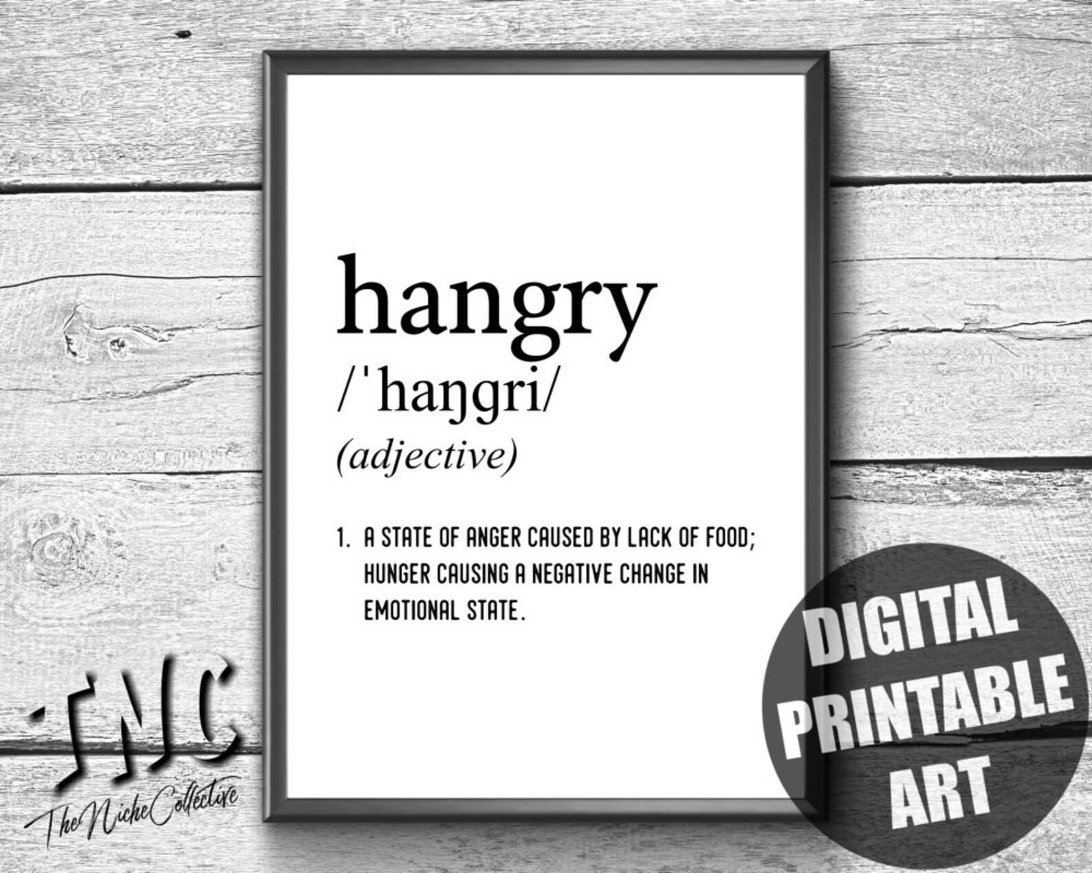Hangry Print Printable Hangry Sign Funny Definition Hangry | Etsy