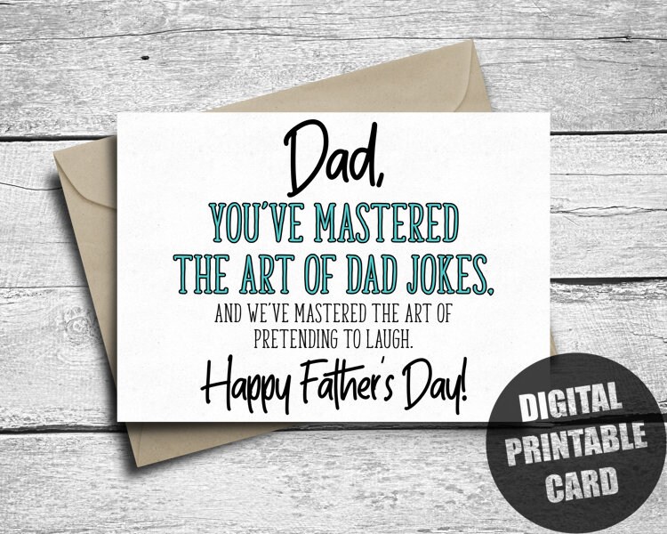 Funny Father's Day Card, Printable, Happy Father's Day Humor, Dad Jokes ...