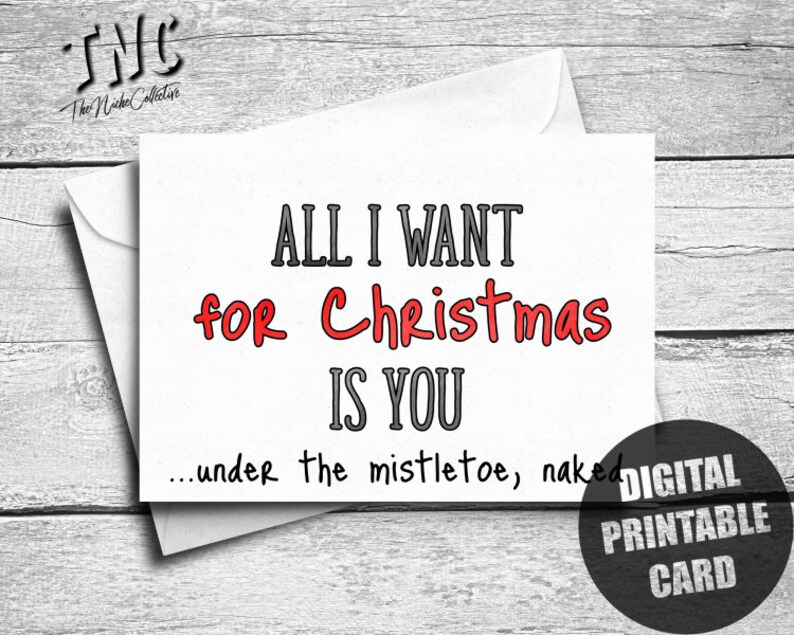 Naughty Christmas Card For Him Printable Funny All I Want For