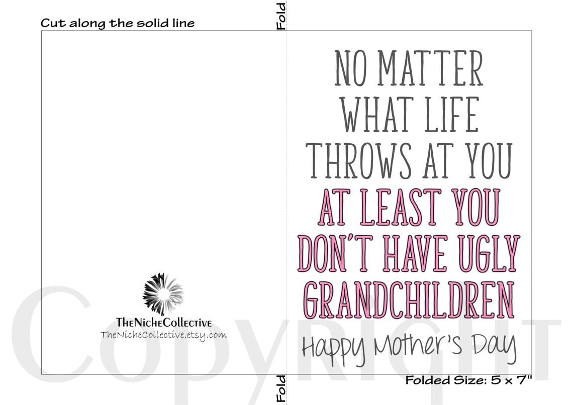 Grandma Mother's Day Card, Printable, Funny Happy Mother's Day, Digital ...