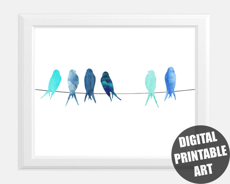 Birds On A Wire Printable Birds On A Wire Art Bird Print | Etsy