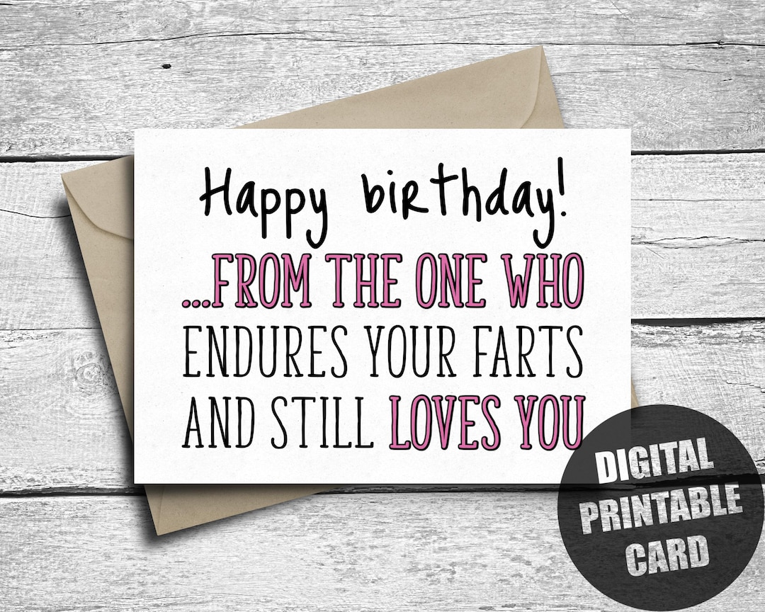 Fart Birthday Card for Him, Her, Printable, Funny Boyfriend Birthday ...
