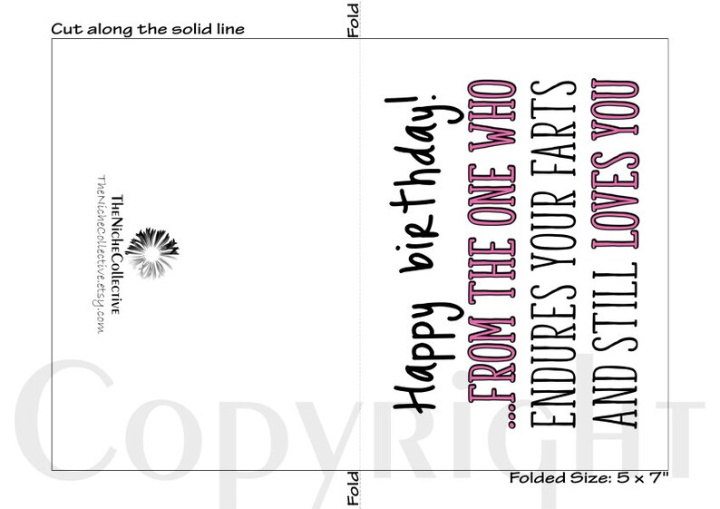 Fart Birthday Card for Him Her Printable Funny Boyfriend - Etsy