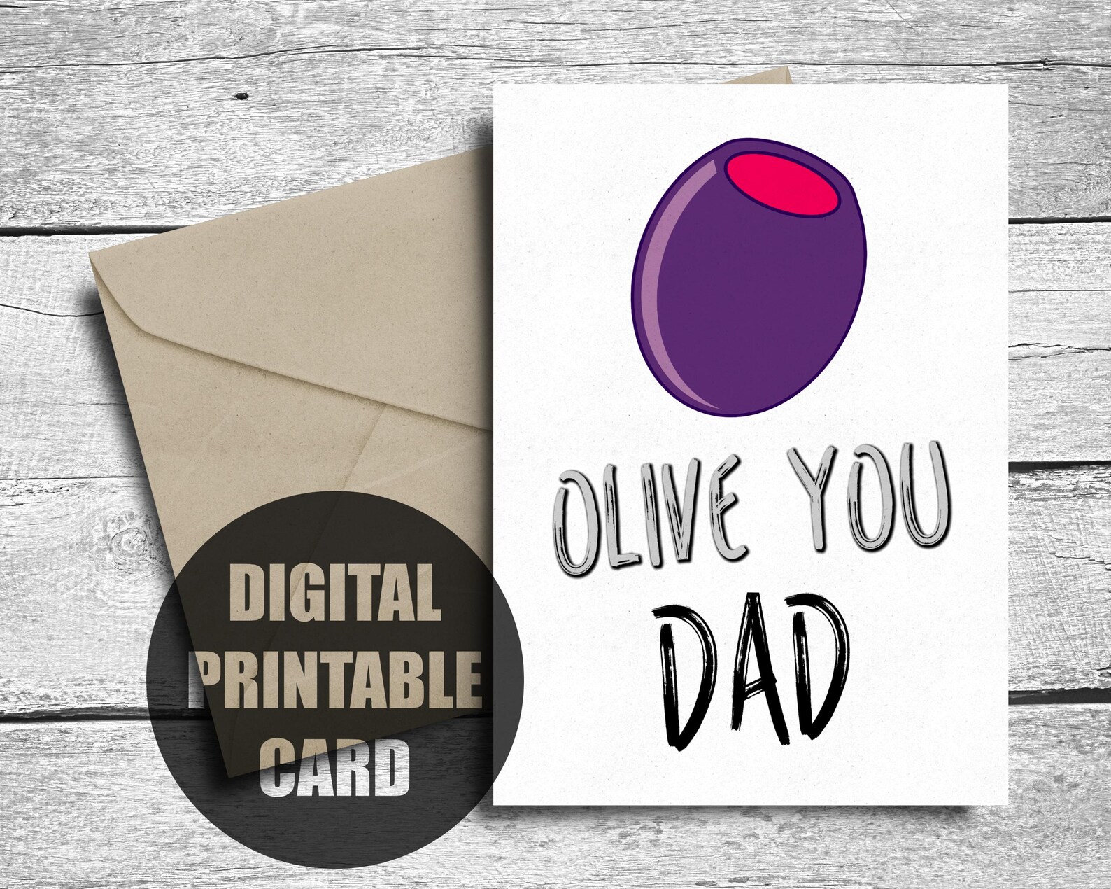 Father's Day Card, Printable, Olive You Dad Card, Pun, Funny Dad ...