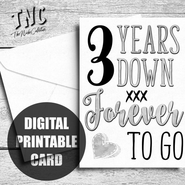Printable 3rd Anniversary Card - Etsy