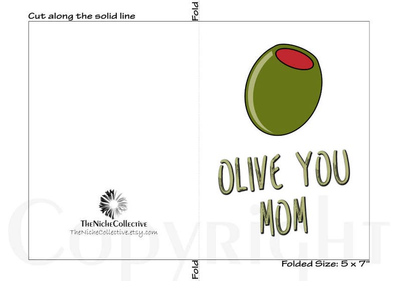 Olive You Mom, Printable, Mother's Day Card, Funny Birthday Card for ...