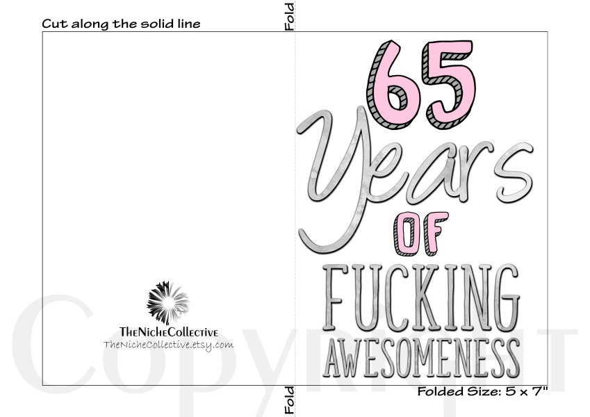 65th Birthday Card for Her Printable 65 Years of - Etsy