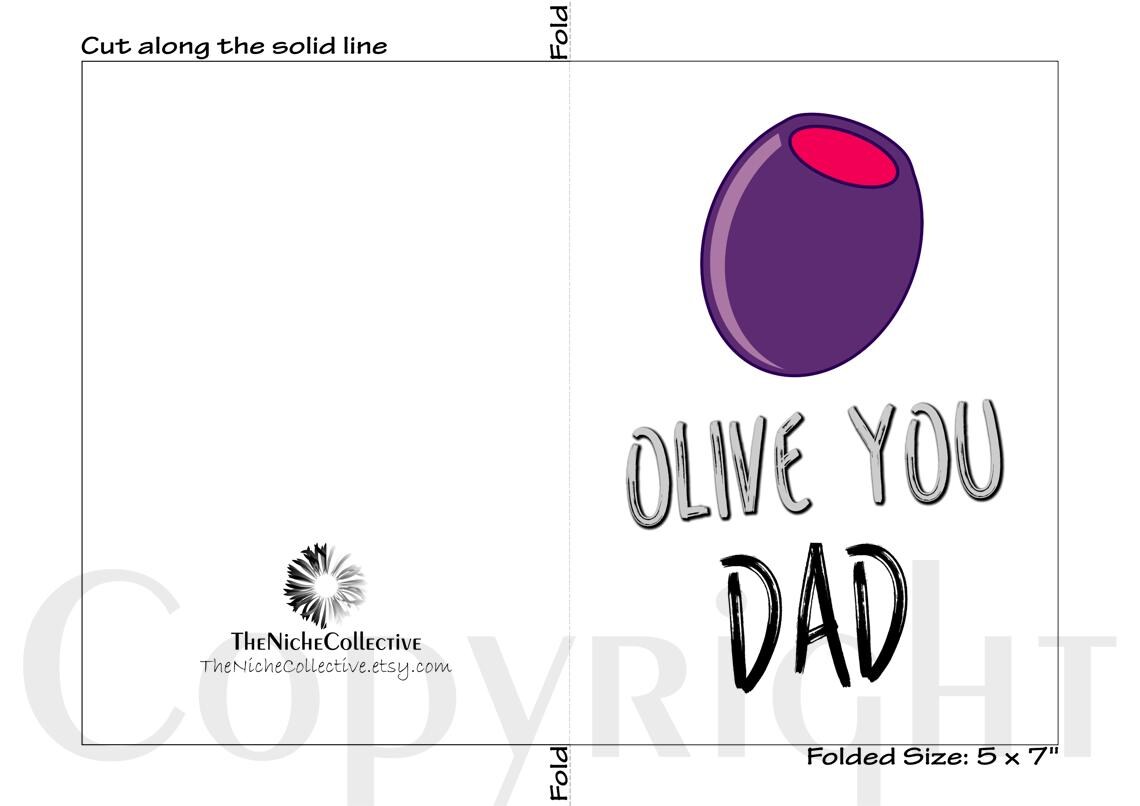 Father's Day Card, Printable, Olive You Dad Card, Pun, Funny Dad ...