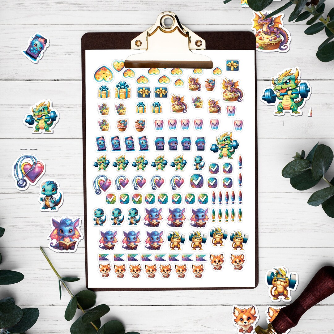 Cute Dragon Sticker Various Designs Boys Magazine Stickers Cut Out ...