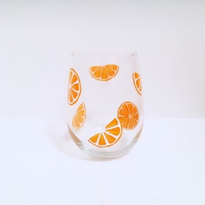 Orange Slice Design Hand Painted Wine Glass Citrus Fruit | Etsy