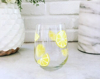 Lemon Wine Glass Glasses | Etsy