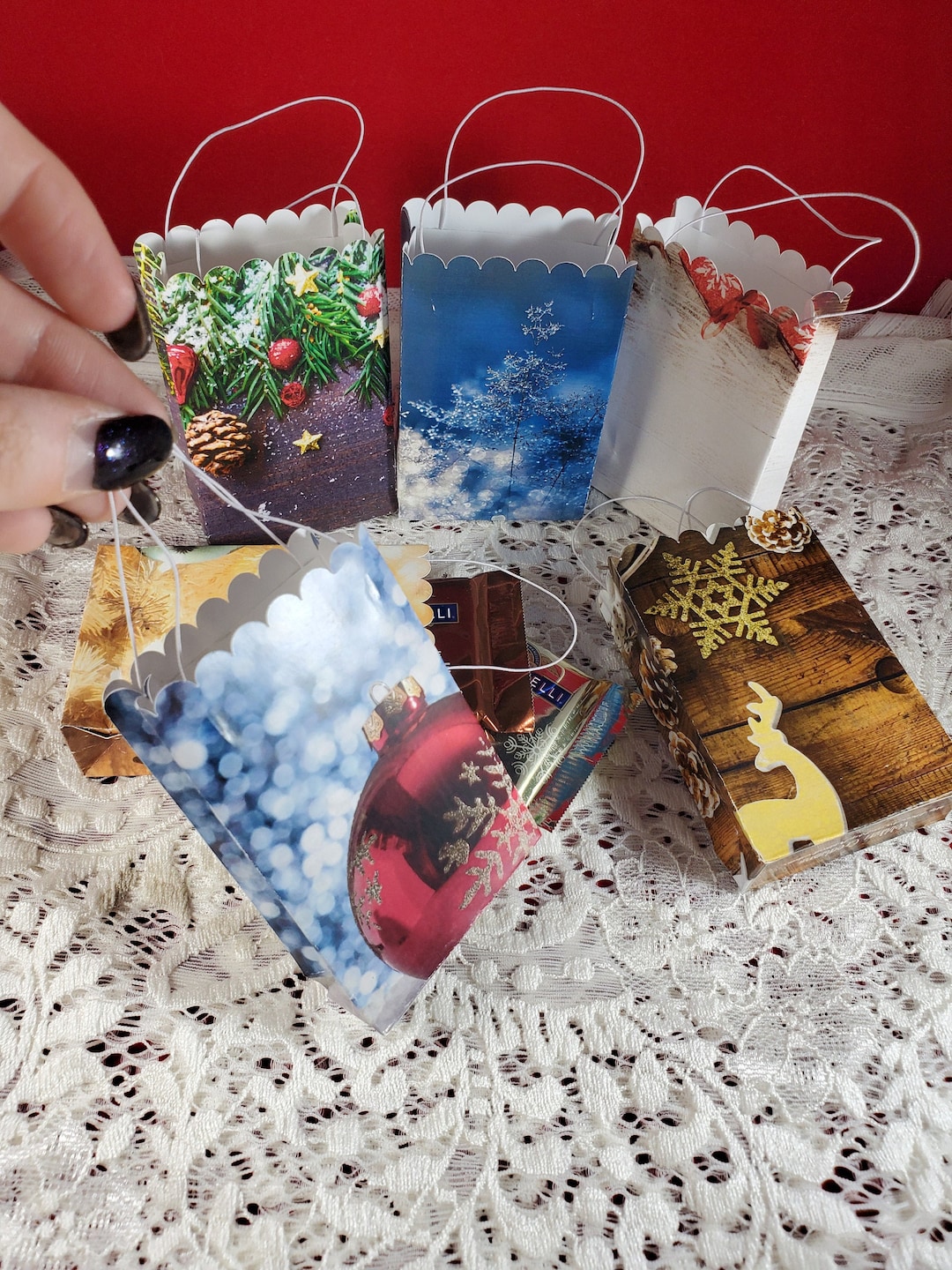 Mini Christmas Holiday Theme Treat or Gift Bags, Mini Candy Bags ...