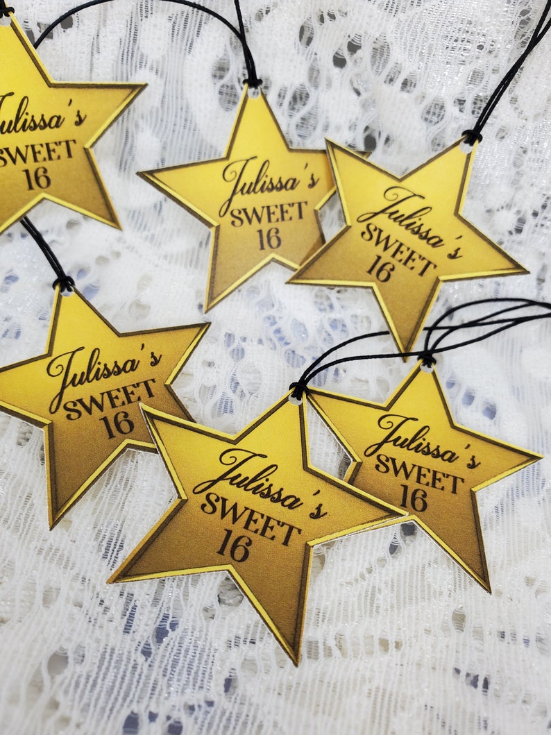 Personalized Gold Star Tags: Hollywood Theme Party Favors - Etsy