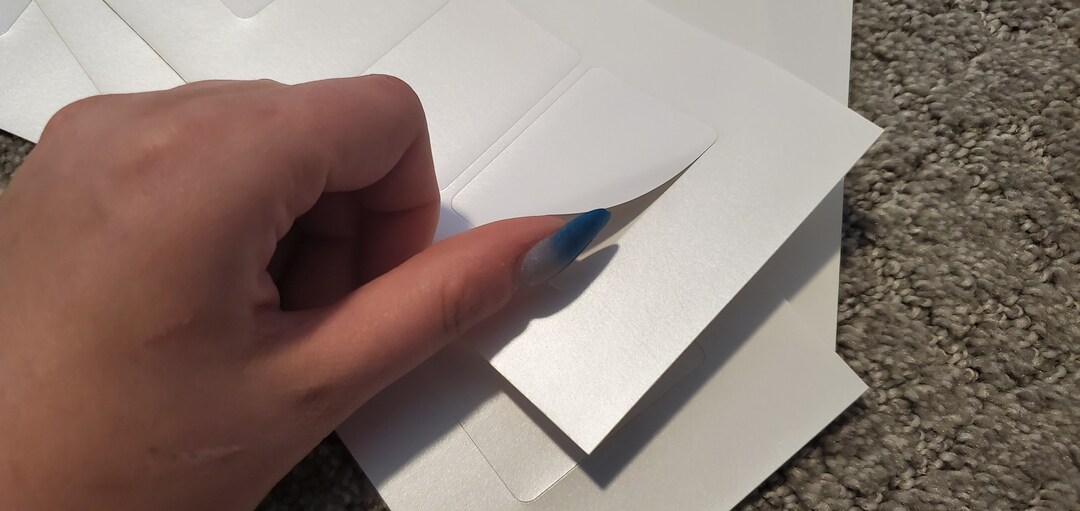 White Shimmer Blank Rounded Rectangle Stickers for Wedding Birthday ...