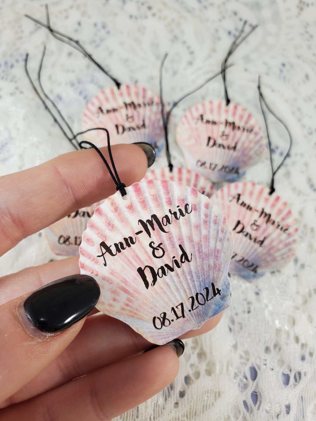 Seashell Beach Theme 110 Lb. Cardstock Personalized Tags for Wedding ...