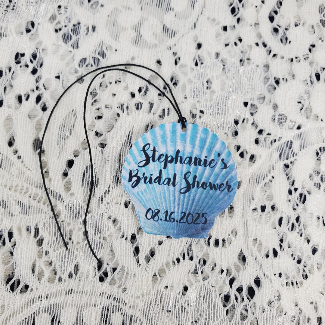 Aqua Seashell Beach Theme Cardstock Personalized Tags for Wedding ...