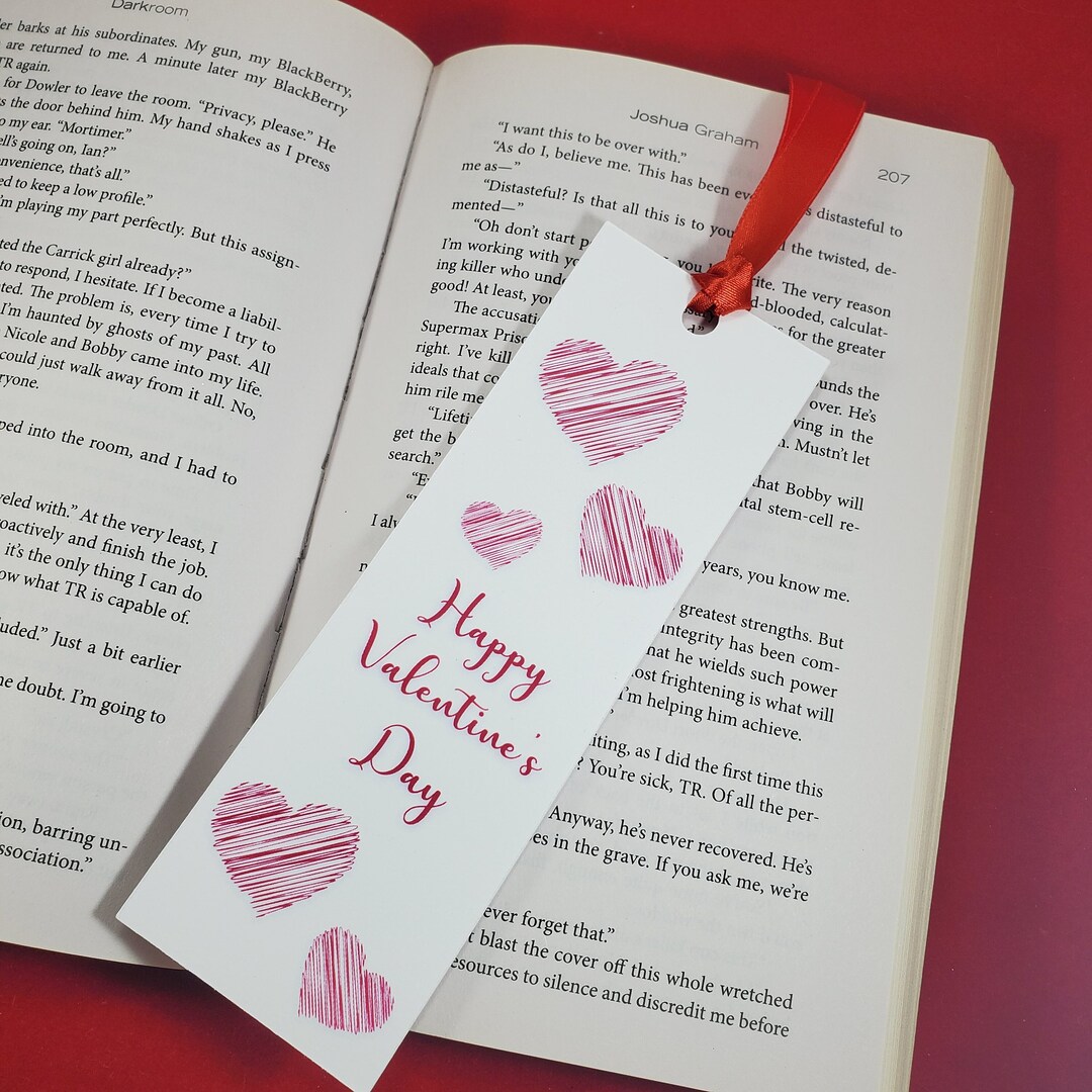 Valentine Simple Heart Bookmarks for Friends, Family, School Happy ...