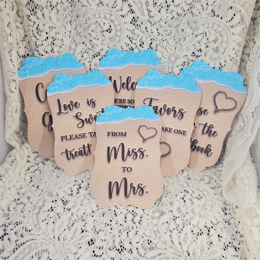 Beach Theme Crest Signs 4.4" X 6.75" Baby Bridal Shower Wedding Cards ...
