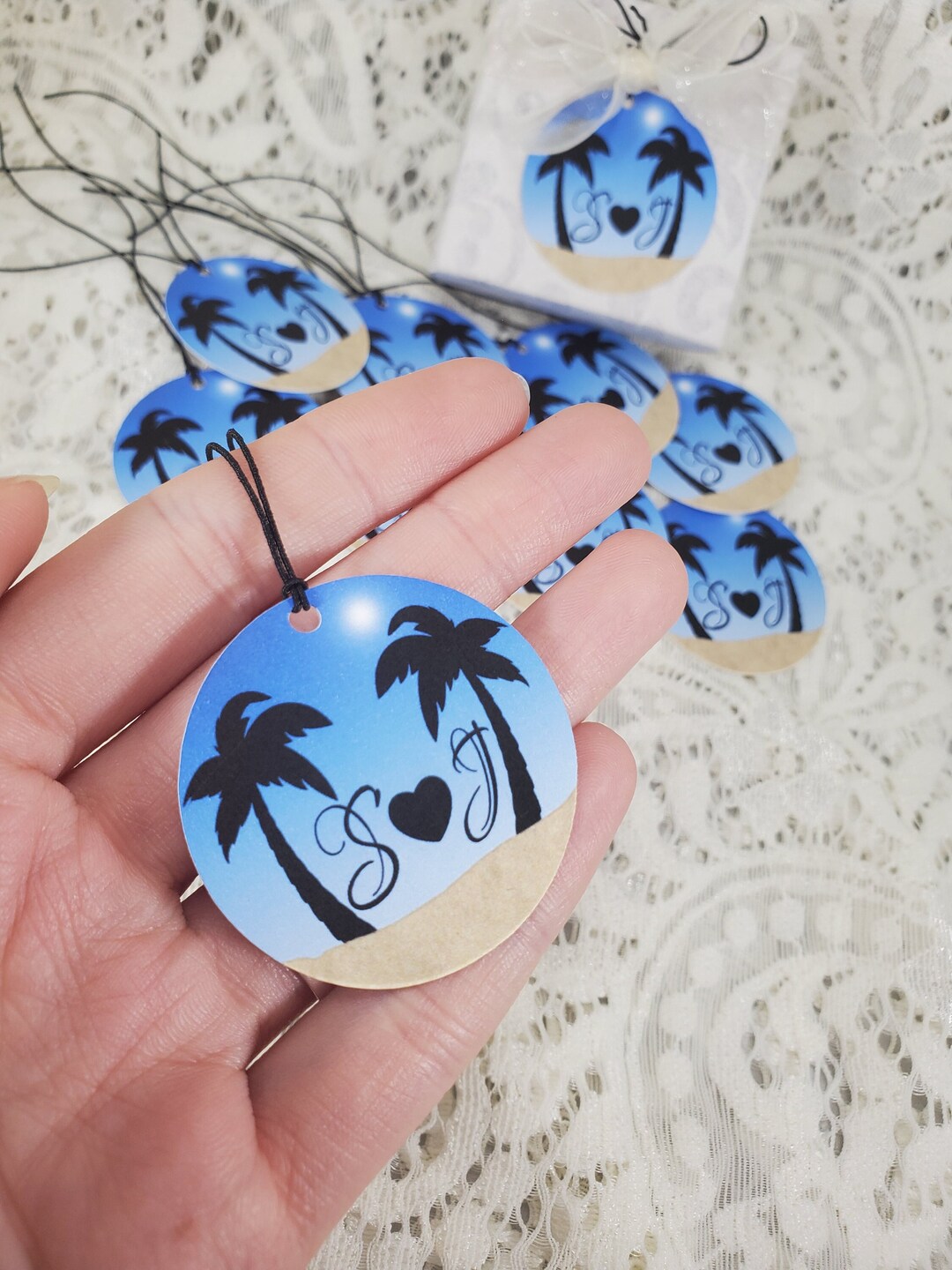 Personalized Beach Palm Tree Favor Tags: Destination Wedding ...