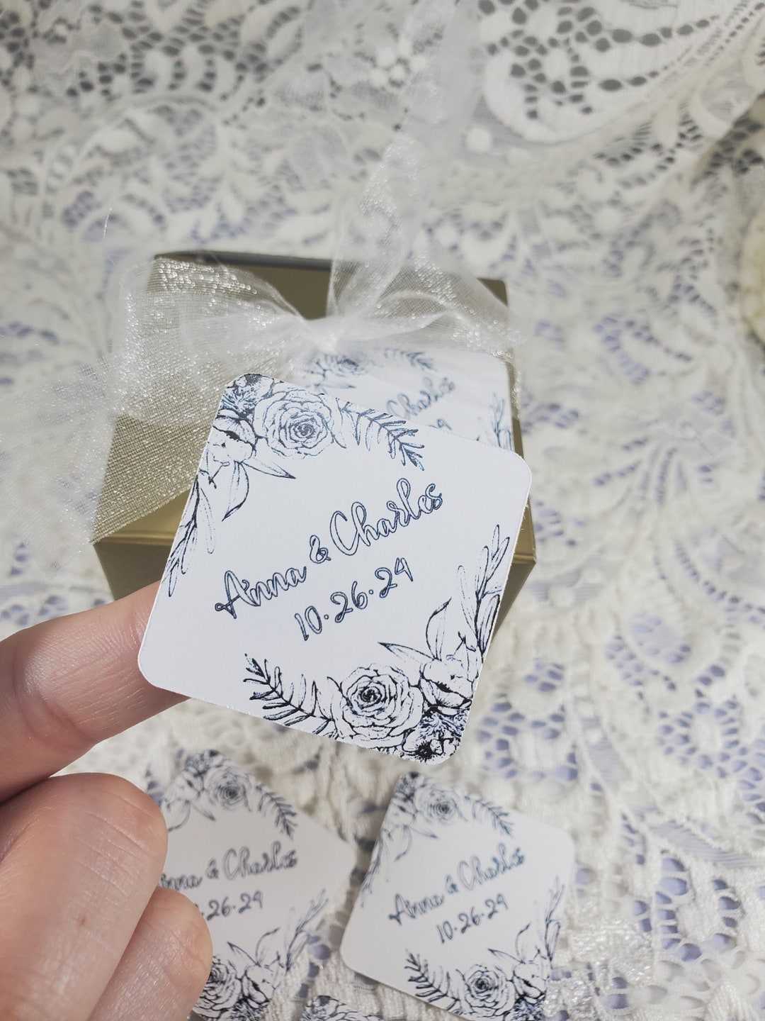 Floral Wedding Favor Stickers: Elegant Black and White Square Labels - Etsy
