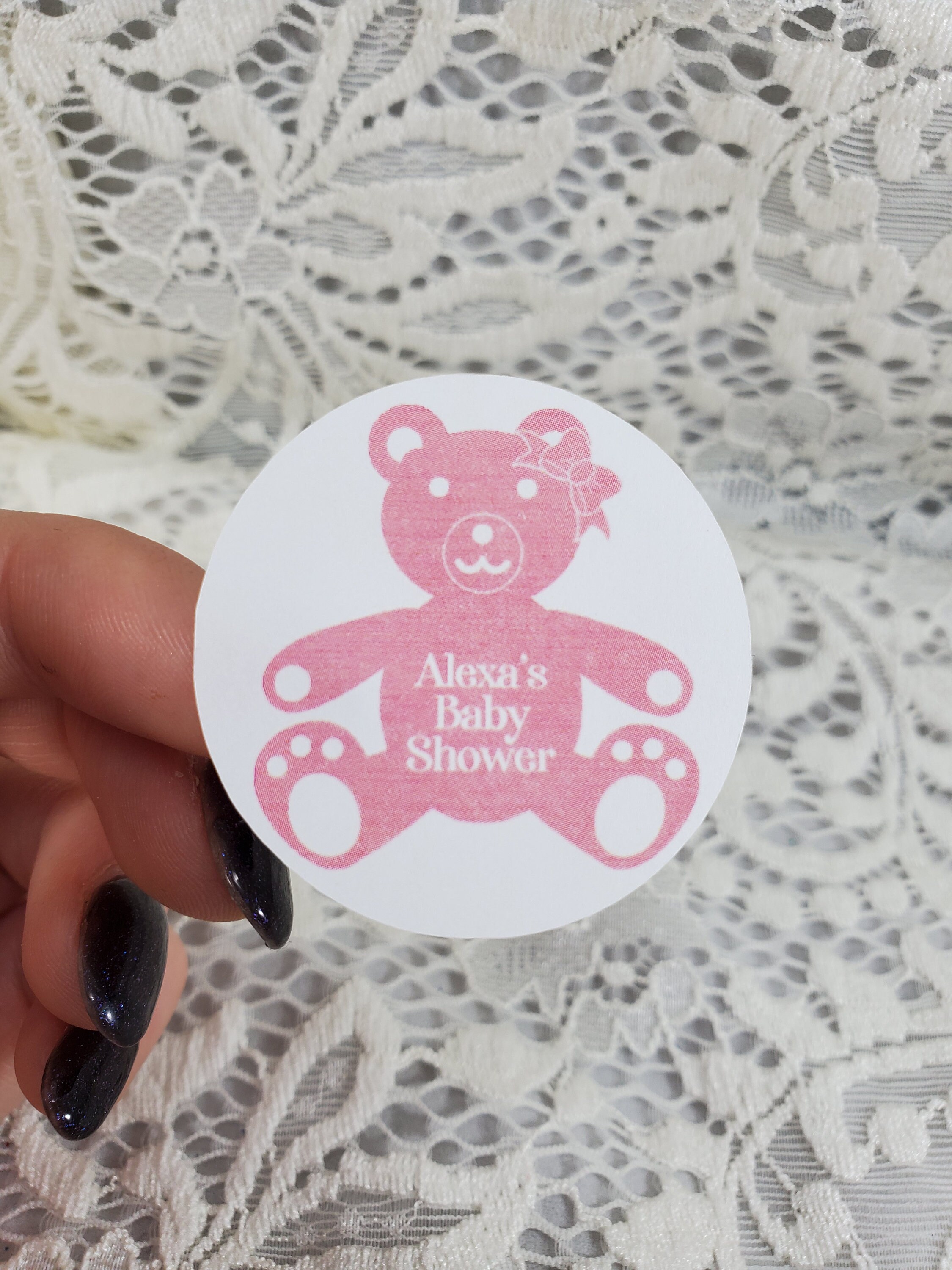 Pink Teddy Bear Round Stickers Set of 20 for Favors for Baby | Etsy
