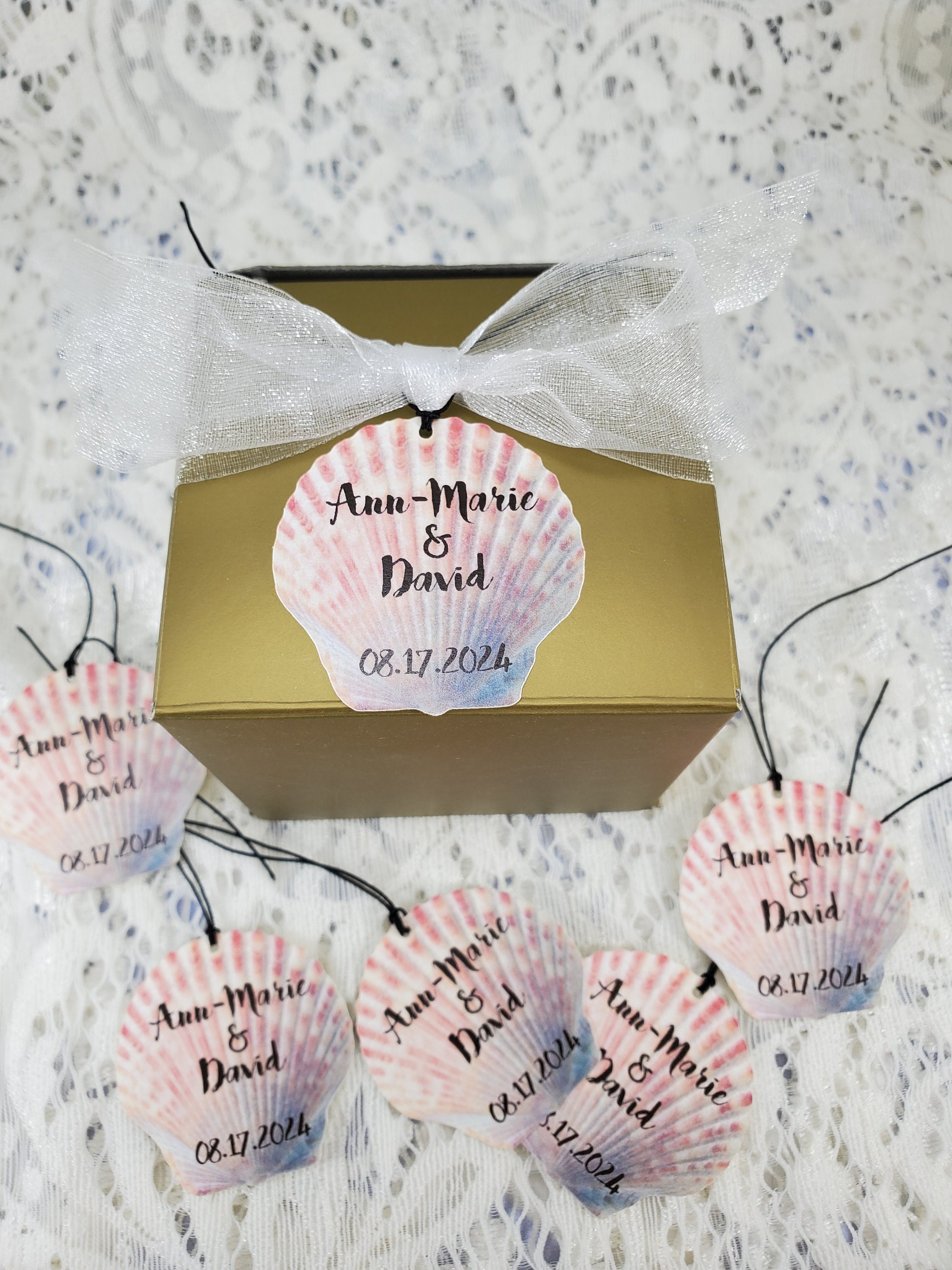 Seashell Beach Theme Personalized Favor Tags: Tropical Wedding ...