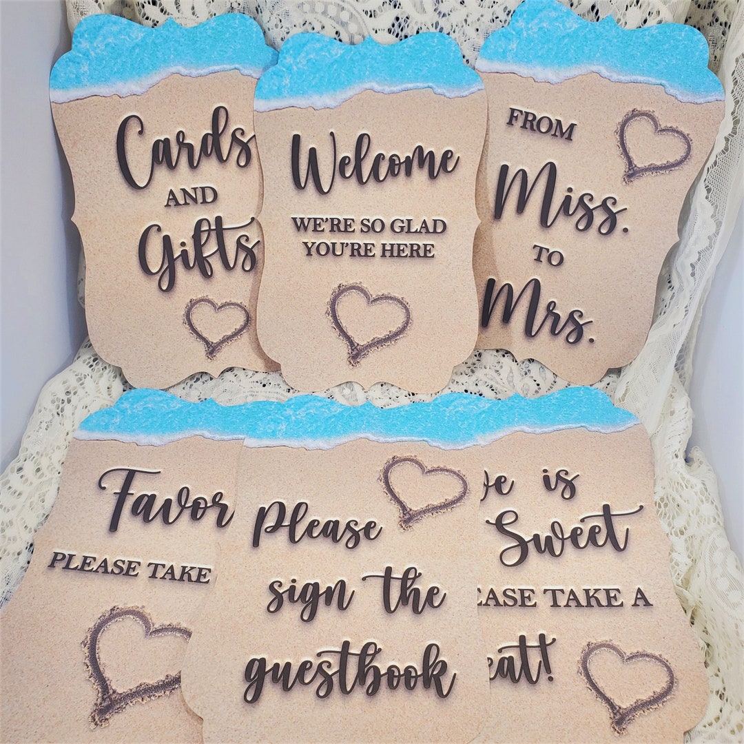 Beach Theme Crest Signs 6" X 9.25" Baby Bridal Shower Wedding Cards ...