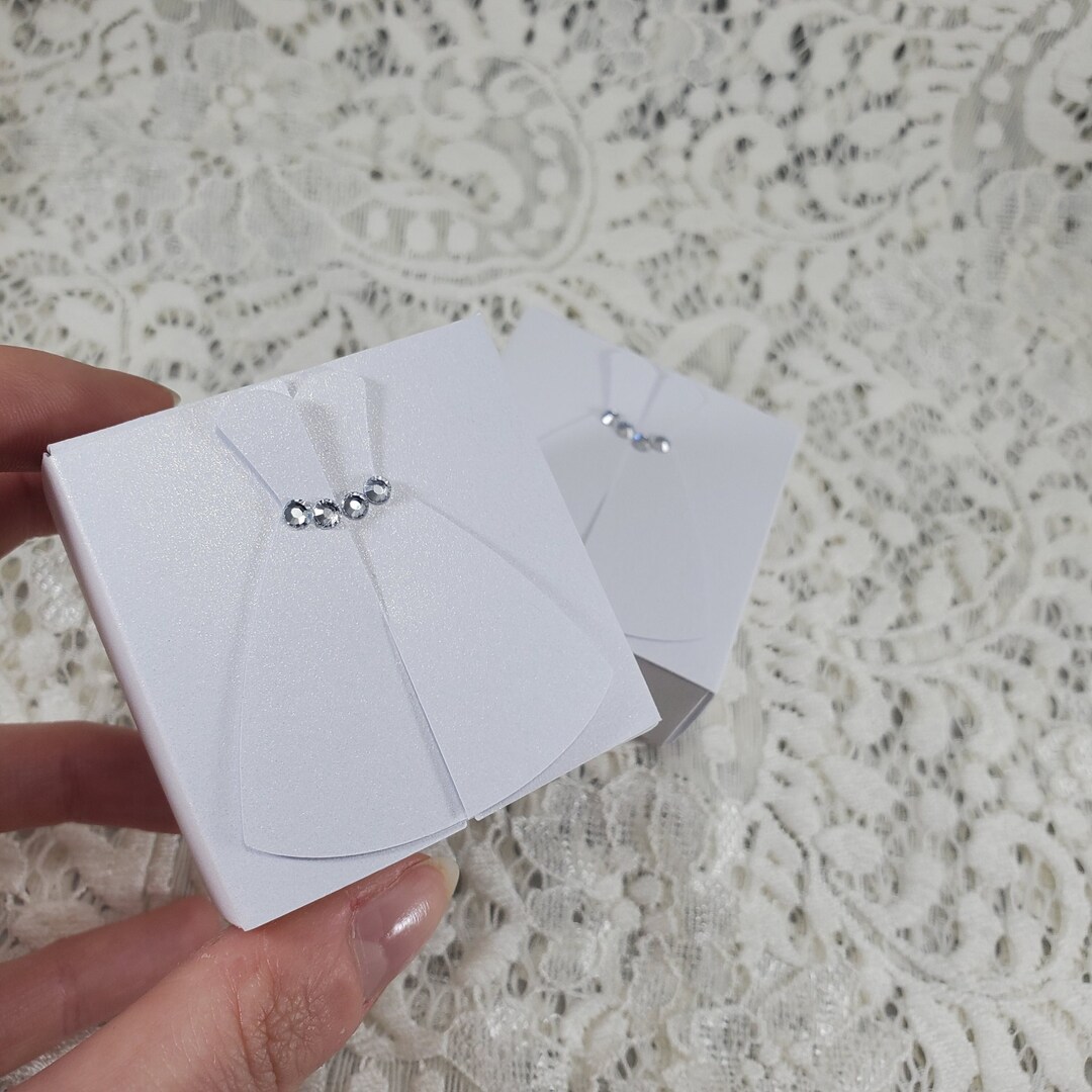 Bridal Dress Favor Box: White Gold Shimmer Wedding Gown (2x2x1) - Etsy